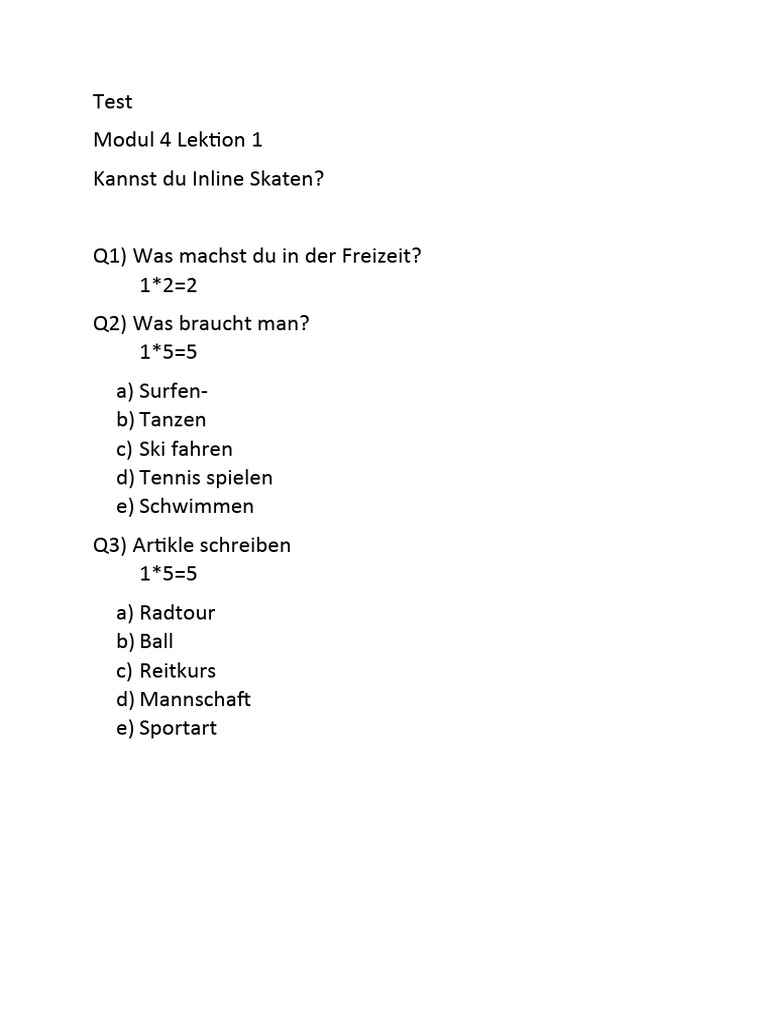 Test - Kannst Du Inline Skaten | PDF