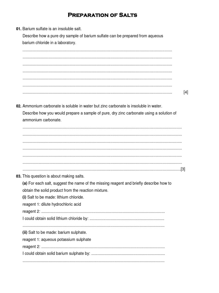 Salt Preparation Chem | PDF | Salt (Chemistry) | Sulfate