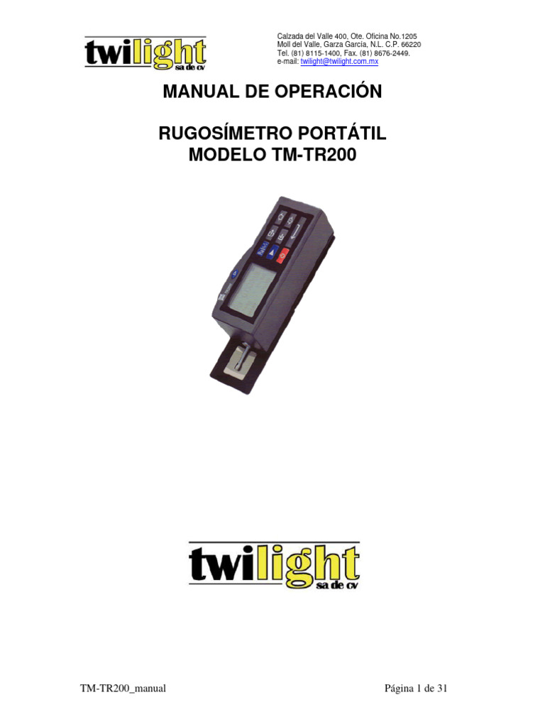 MANUAL DE OPERACIÓN RUGOSÍMETRO PORTÁTIL MODELO TM-TR200 | PDF ...