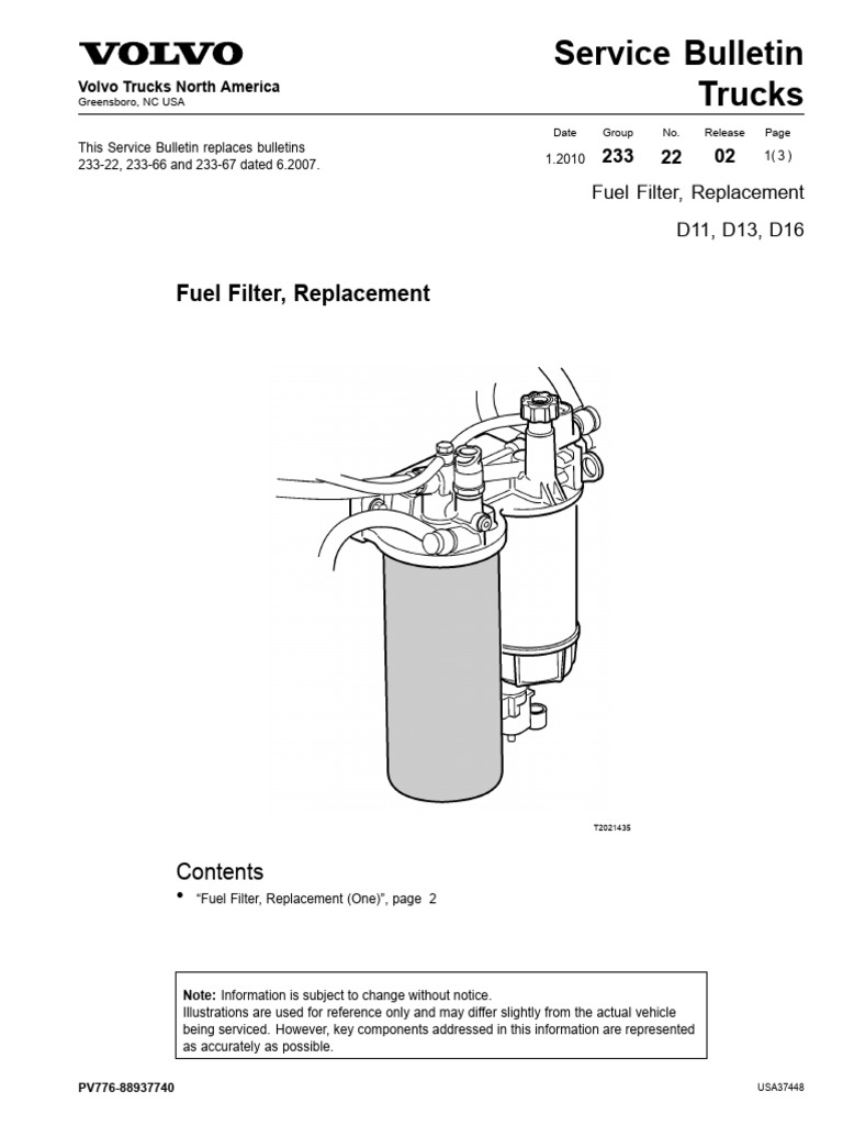 Volvo D13 Fuel Filter Replacement Guide | PDF | Mechanical Engineering ...
