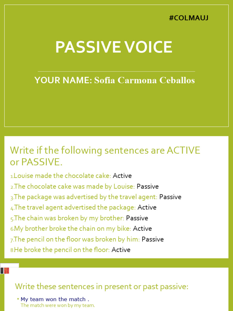 PASSIVE VOICE 6°D Sofia CC | PDF