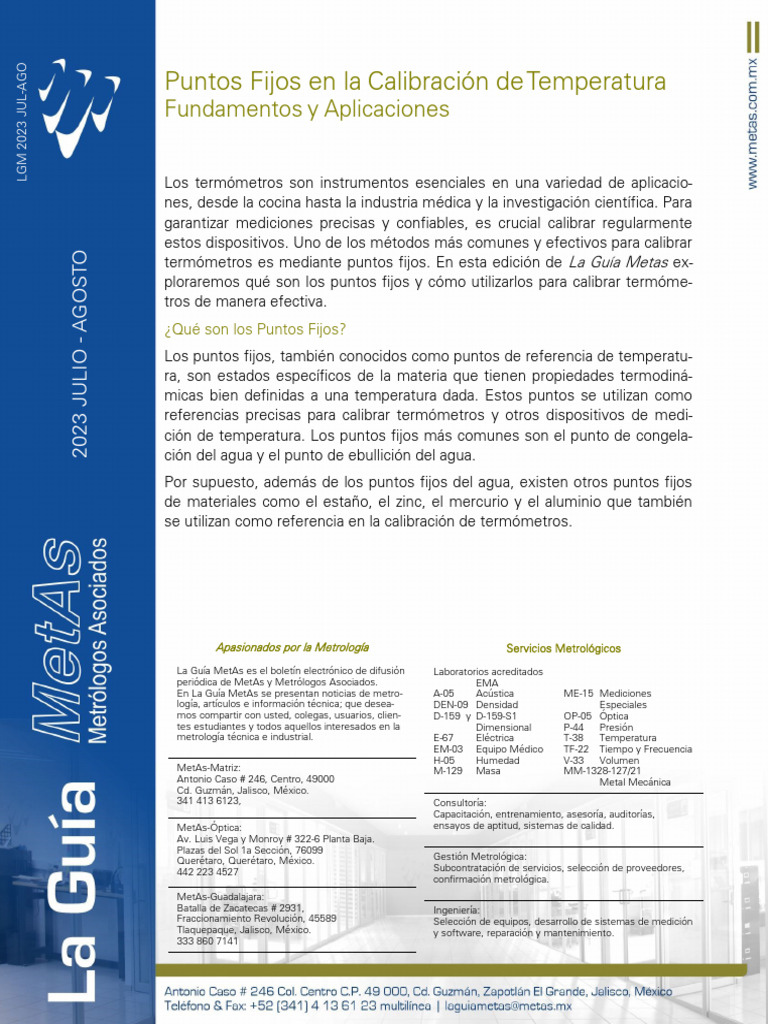 La Guia MetAs 23 04 Puntos Fijos en La Calibracion de Temperatura | PDF ...
