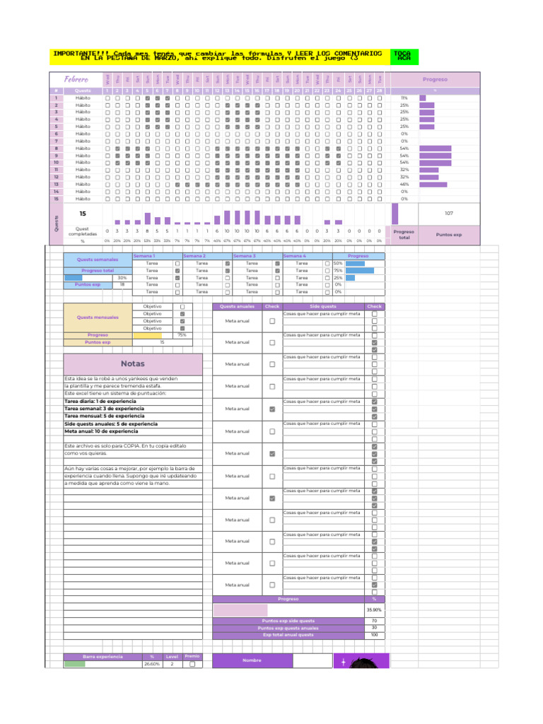 RPG Habit Tracker Pa Lo' Pibe | PDF