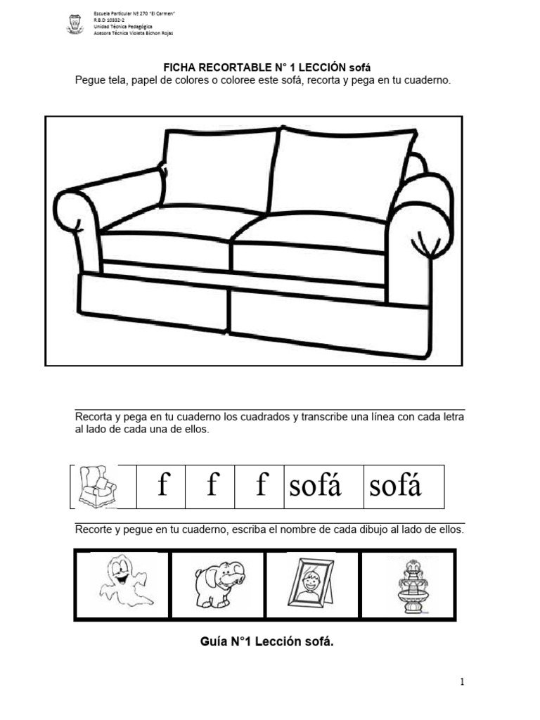 FICHA RECORTABLE #1 Lección Sofá | PDF