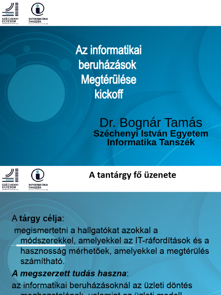 ITBM Bevezetés, Kickoff | PDF