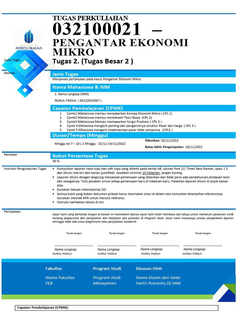 Data Konsep Tugas Besar 2 Pengantar Ekonomi Mikro | PDF