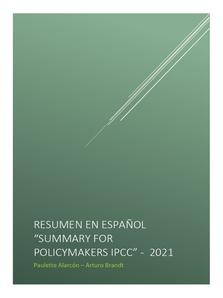 Resumen en Español - Summary For Policymakers IPCC | PDF | Cambio climático | Gases de efecto ...