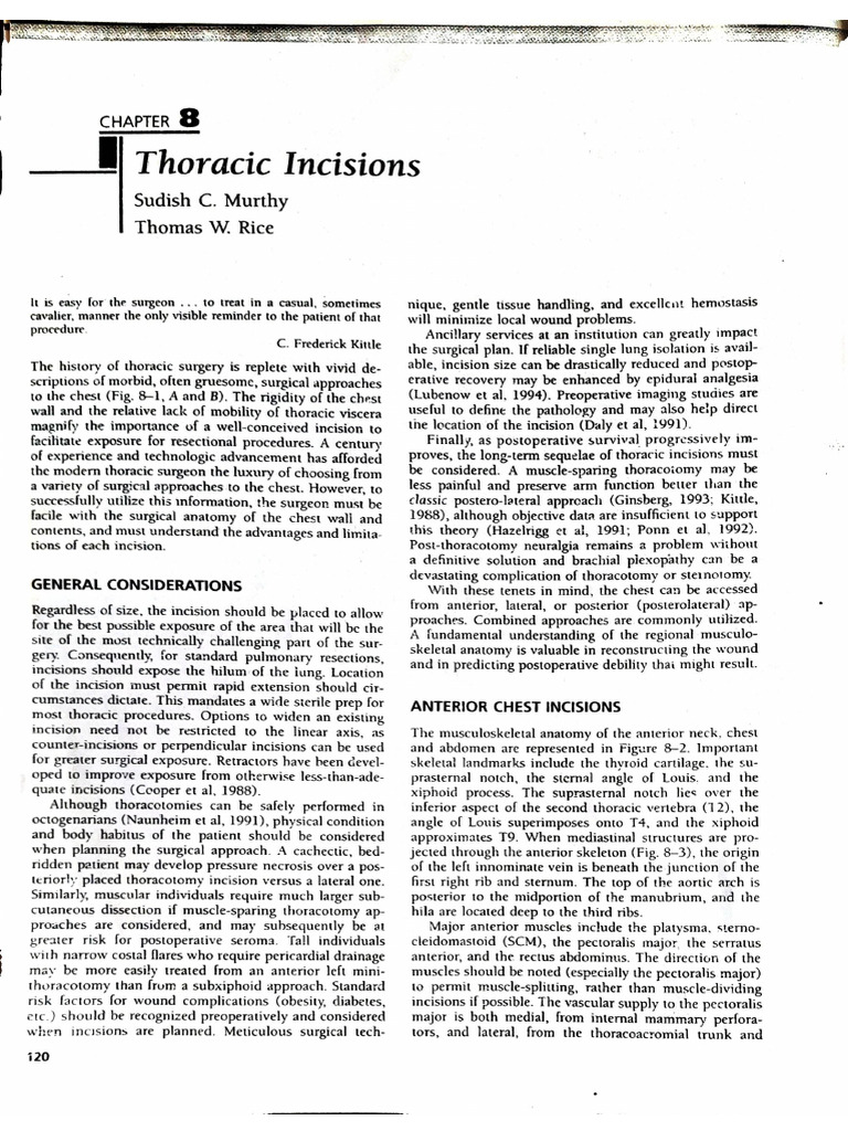 Thoracic Incisions (Motham Chadavandi) | PDF