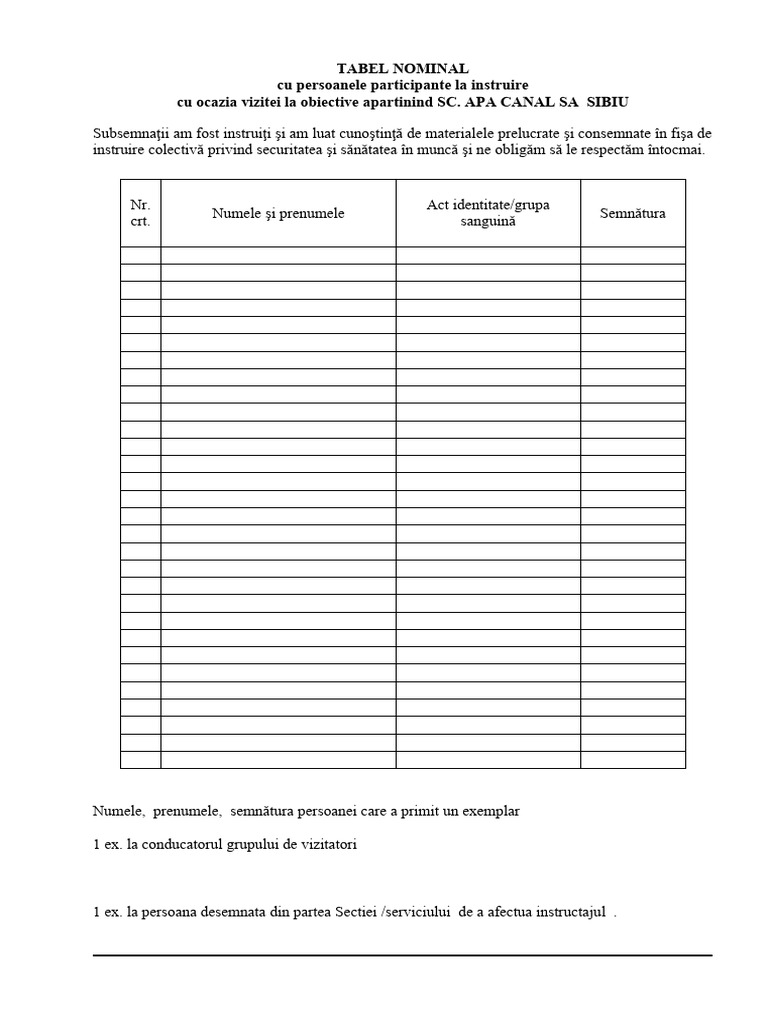 Fisa Colectiva de Instruire Pentru Vizitatori Romani | PDF