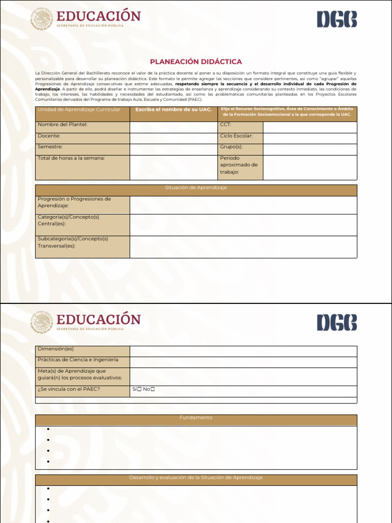 Formato de Planeación Didáctica Editable | Descargar gratis PDF | Enseñando | Aprendizaje