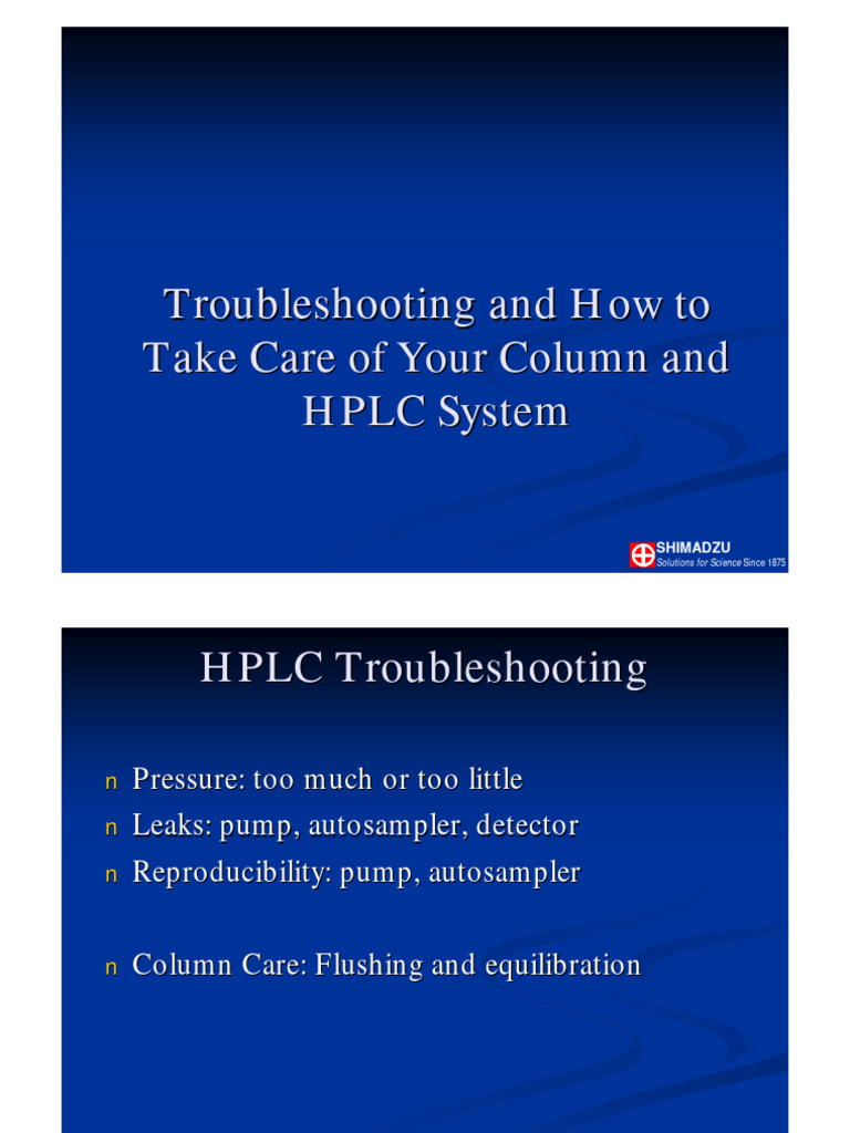 HPLC Troubleshooting Guide for Shimadzu | PDF | High Performance Liquid ...