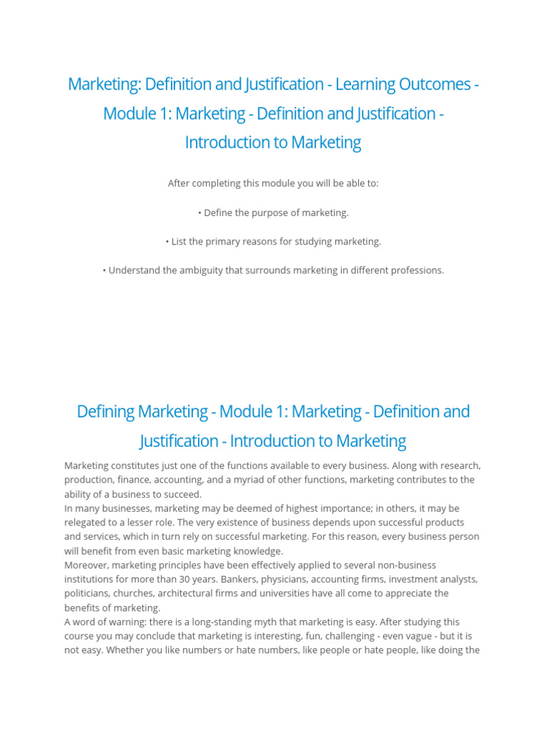 Introduction To Marketing | PDF | Marketing | Customer