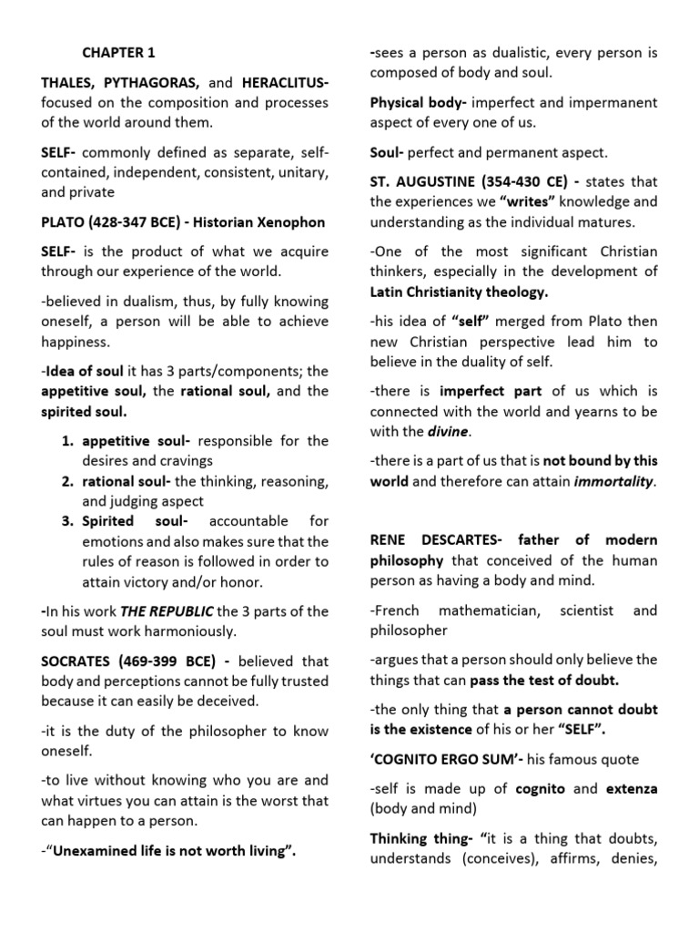 Understanding The Self Chapters 1 3 | PDF | Soul | Metacognition