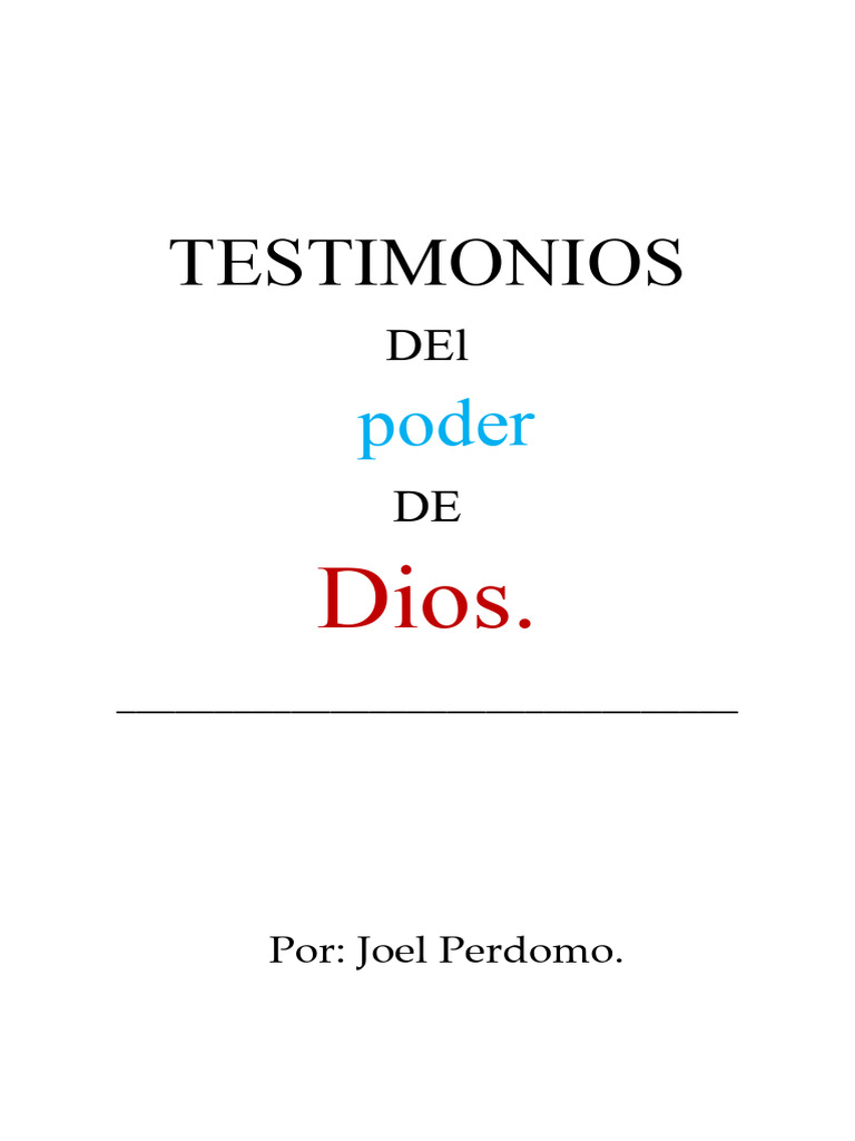 Testimonios Del Poder de Dios - JOEL PERDOMO | PDF | Oración | espíritu ...
