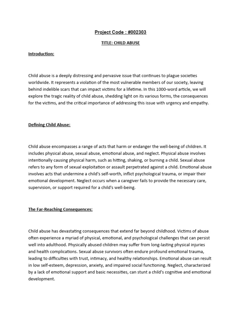 Child Abuse and Its Impacts | PDF | Child Abuse | Child Sexual Abuse