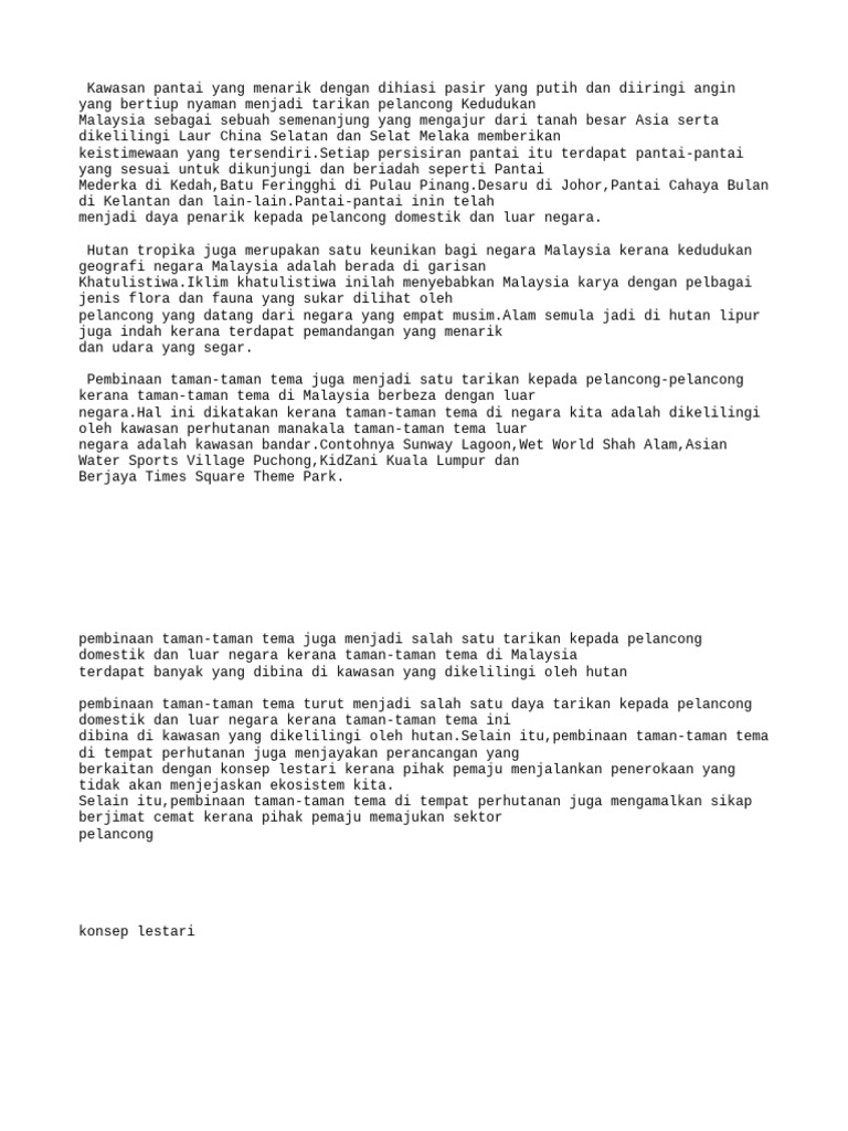 Karangan Bertema Pelancongan | PDF
