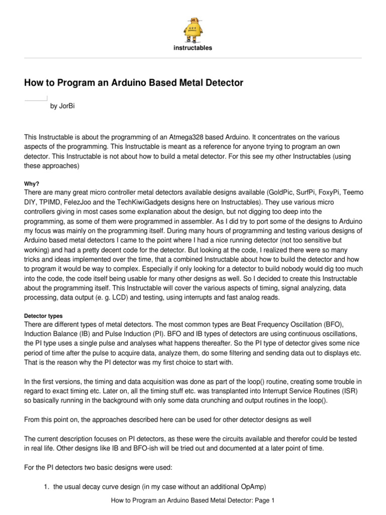 How-to-Program-an-Arduino-Based-Metal-Detector | PDF | Detector (Radio) | Analog To Digital ...