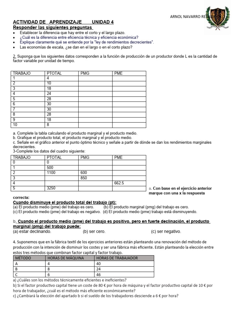 Actividad de Aprendizaje Unidad 4 Micro | PDF | Procesos de negocio | Comercio