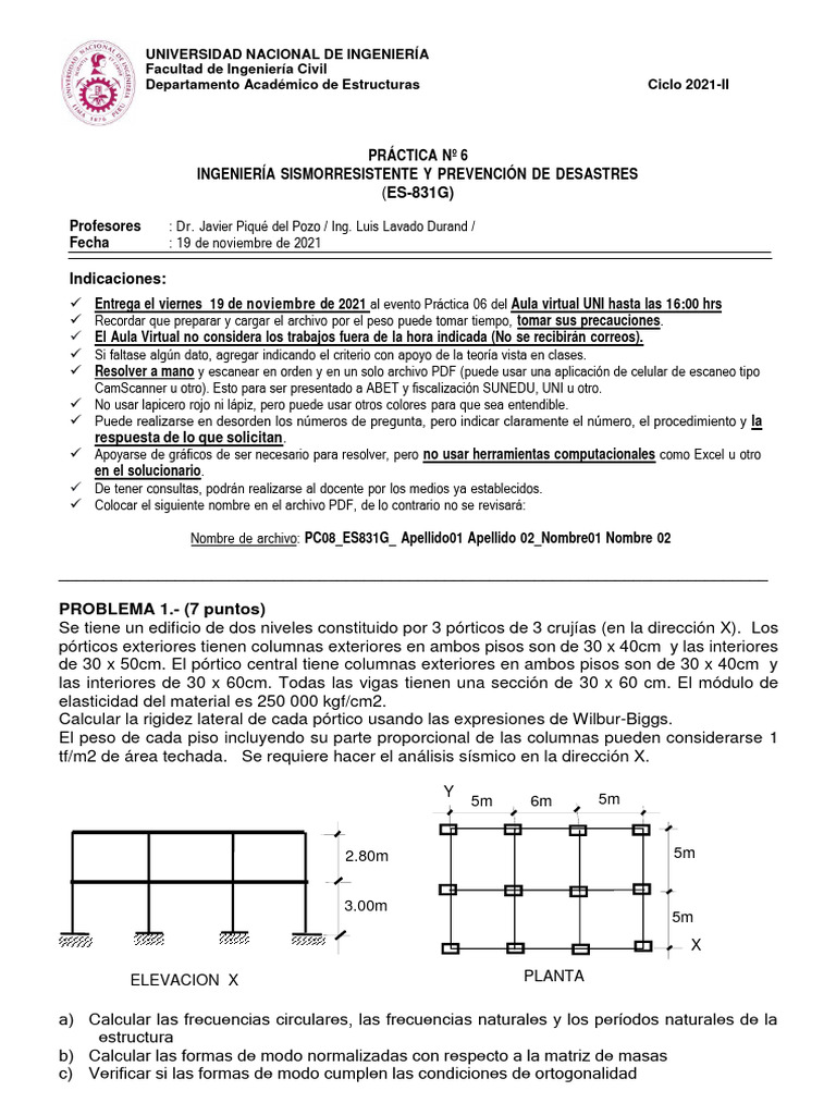 Practica N6 - ES831 G-2021-2 | PDF | Mecanica clasica | Ingeniería mecánica