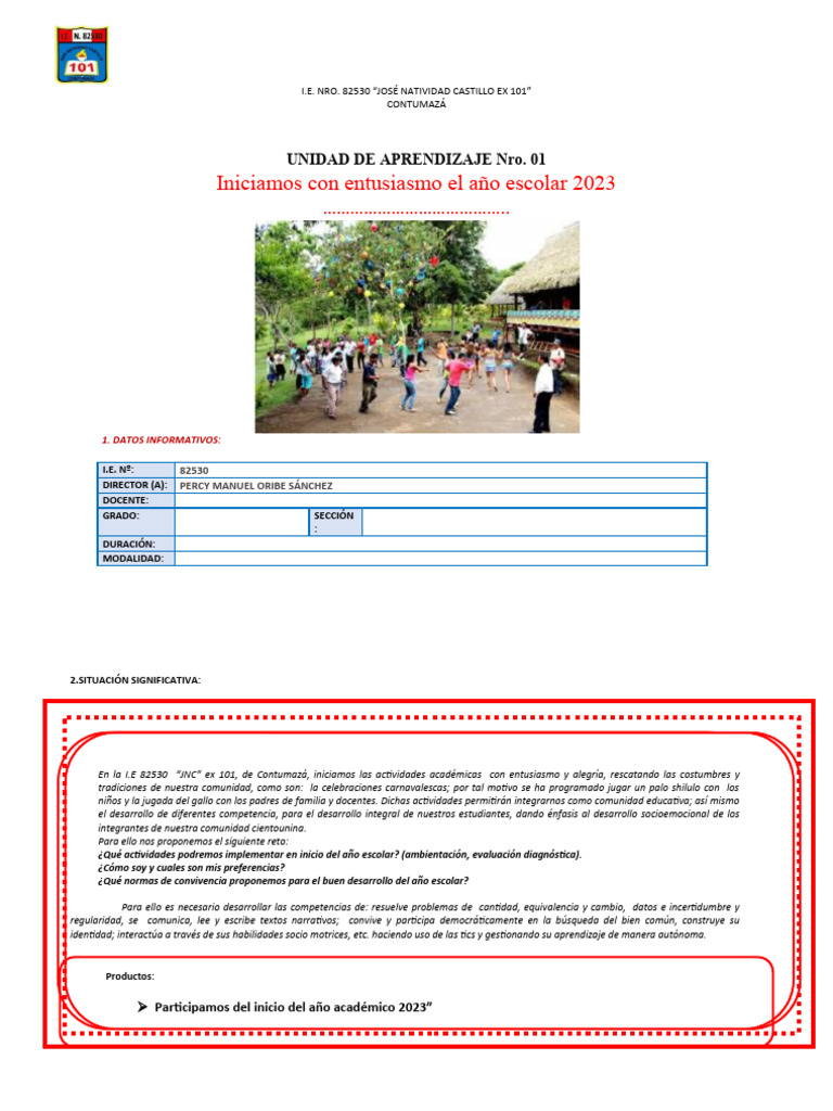 Unidad de Aprendizaje 2023 | PDF | Observación | Aprendizaje