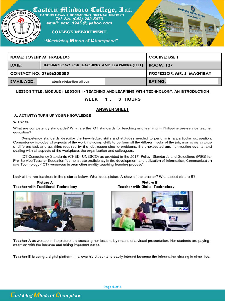 Module 1 Lesson 1 Teaching and Learning With Technology | PDF | Educational Technology | Learning