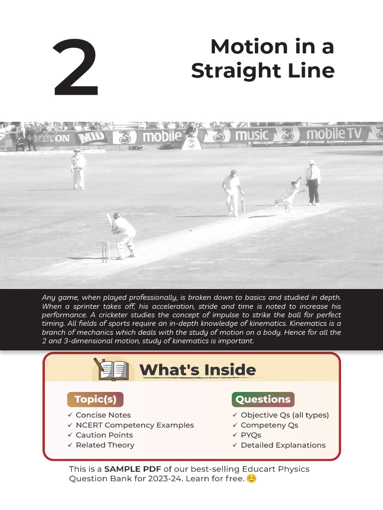 CBSE-XI Physics - Chap-2 (Motion in A Straight Line) | Download Free PDF | Acceleration ...