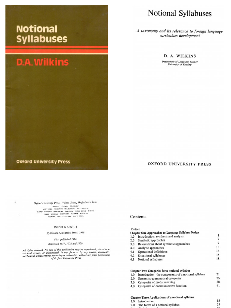 Notional Syllabuses - David Wilkins - Oxford (1977) | PDF