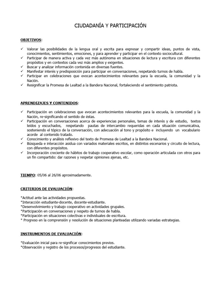 Ciudadania y Part. Efem. Belgrano Junio 2017 | PDF | Aprendizaje