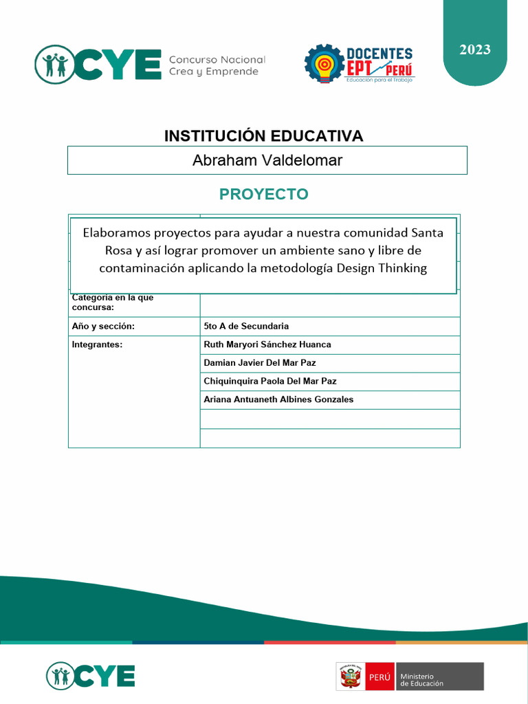 Portafolio Crea y Emprende - EPT Perú - 2023 Grupo 1 | PDF | Diseño | Ingeniería