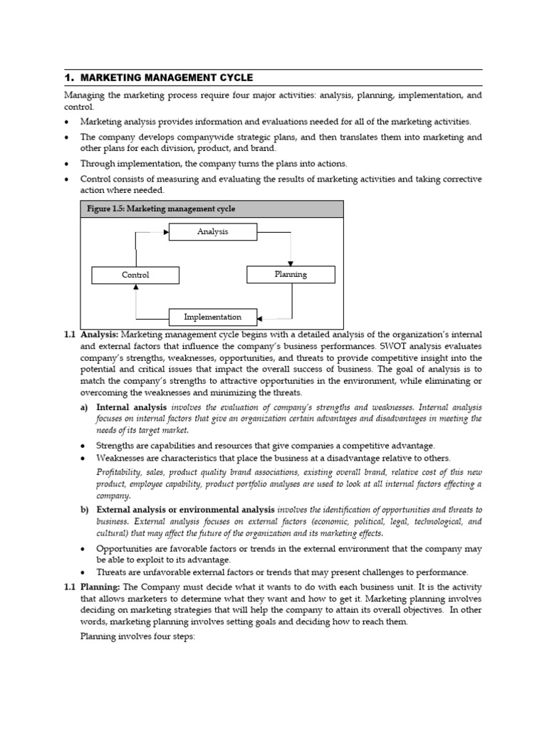 4 MARKETING MANAGEMENT CYCLE | PDF
