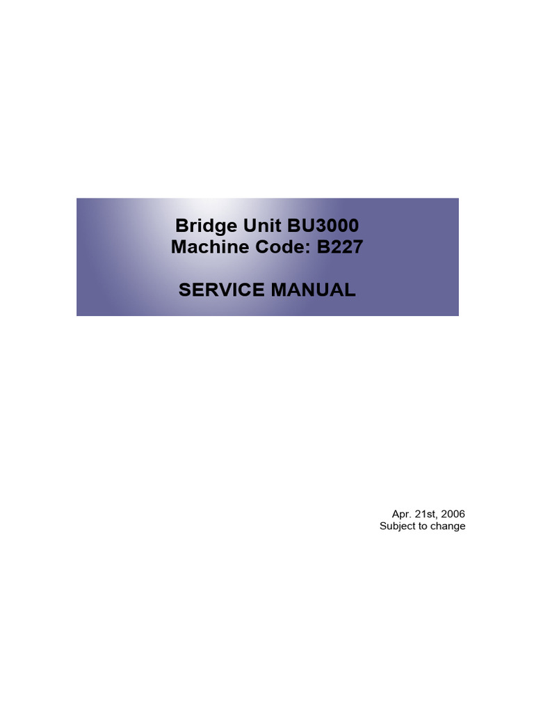 BU3000 Bridge Unit Service Manual | PDF | Relay | Components