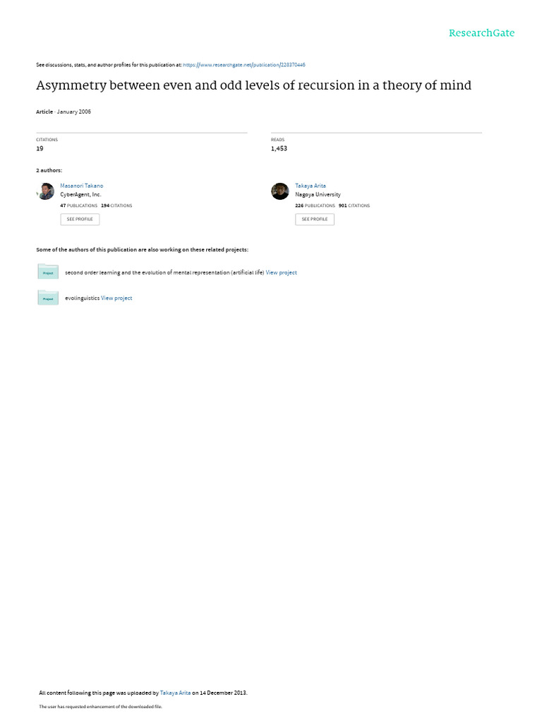 Asymmetry Between Even and Odd Levels of Recursion | PDF | Philosophy | Self-Improvement