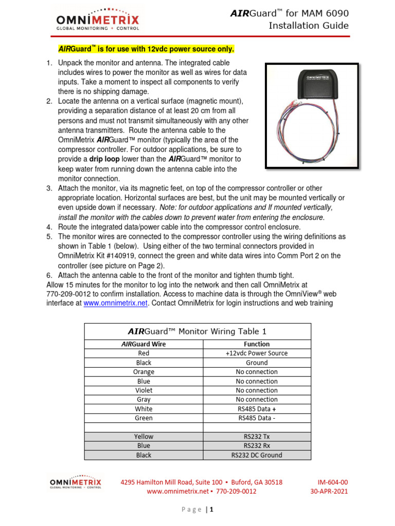 IM 604 00 AirGuard MAM 6090 Installation Guide | PDF | Antenna (Radio ...