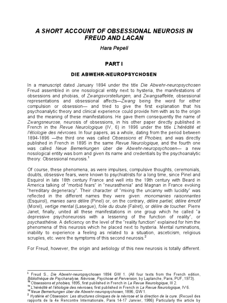 A Short Account of Obsessional Neurosis - Hara Pepeli | PDF | Obsessive ...