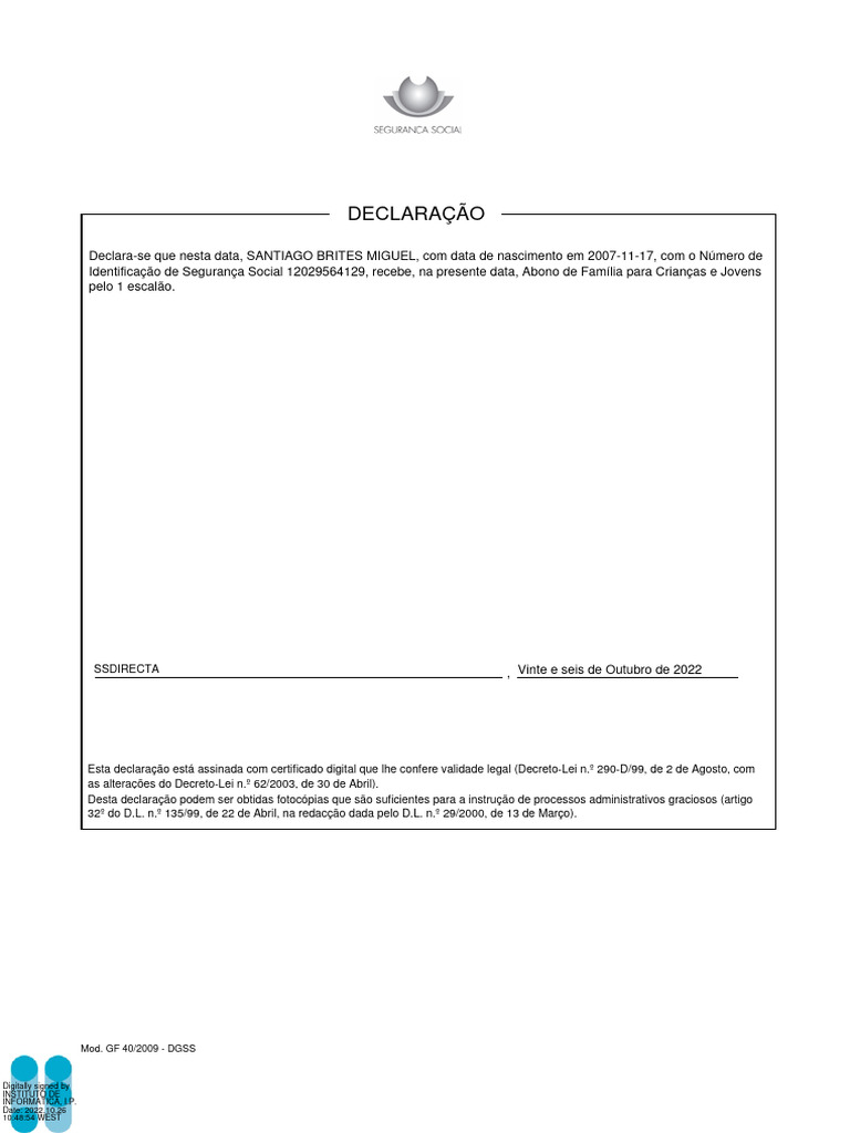 Declaração Escalaão Abono Iefp | PDF