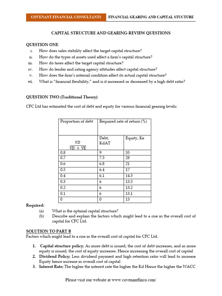 Capital Structure and Gearing Questions | PDF