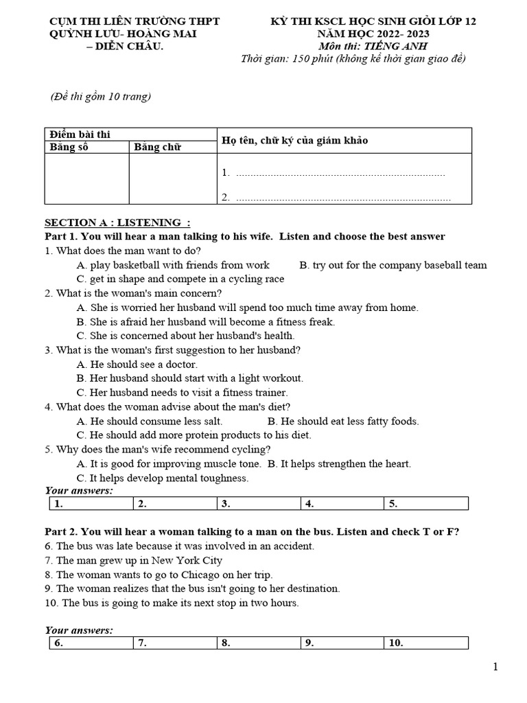 C M Thi Liên Trư NG Qu NH Lưu DC Hoàng Mai 2022 2023 | PDF | Sleep | Hunting