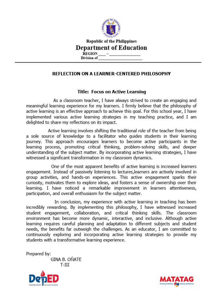 Learner Centered Philosophy Pdf Learning Behavioural Sciences