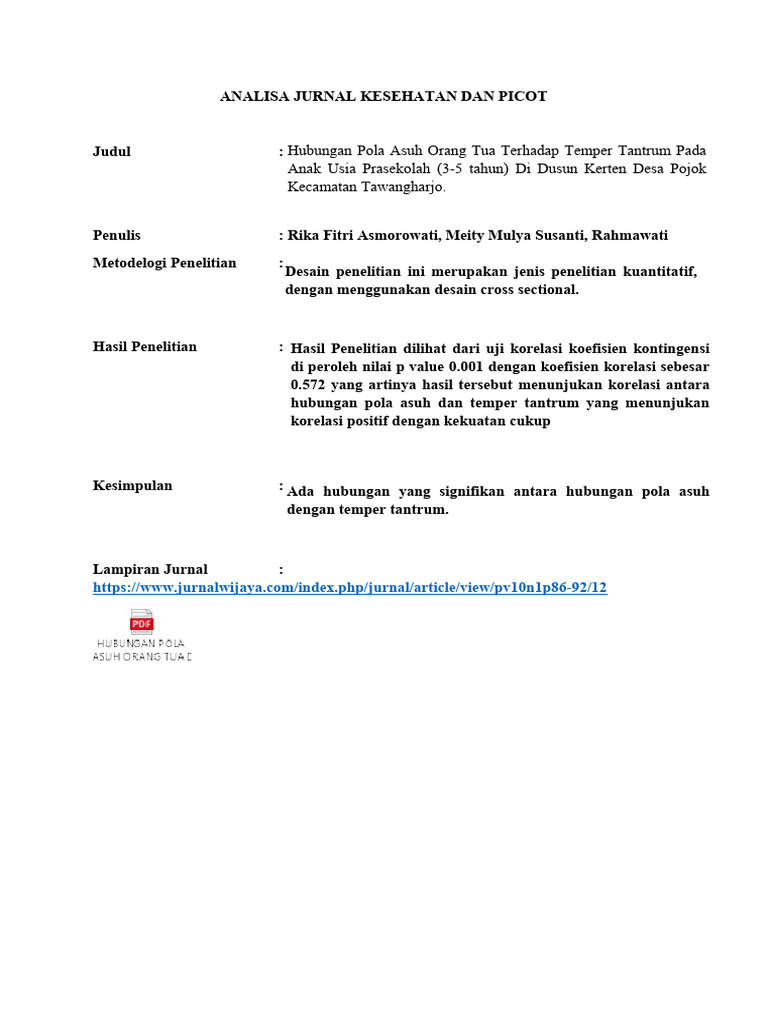 Analisa Jurnal Kesehatan Dan Picot | PDF | Kesehatan Holistik