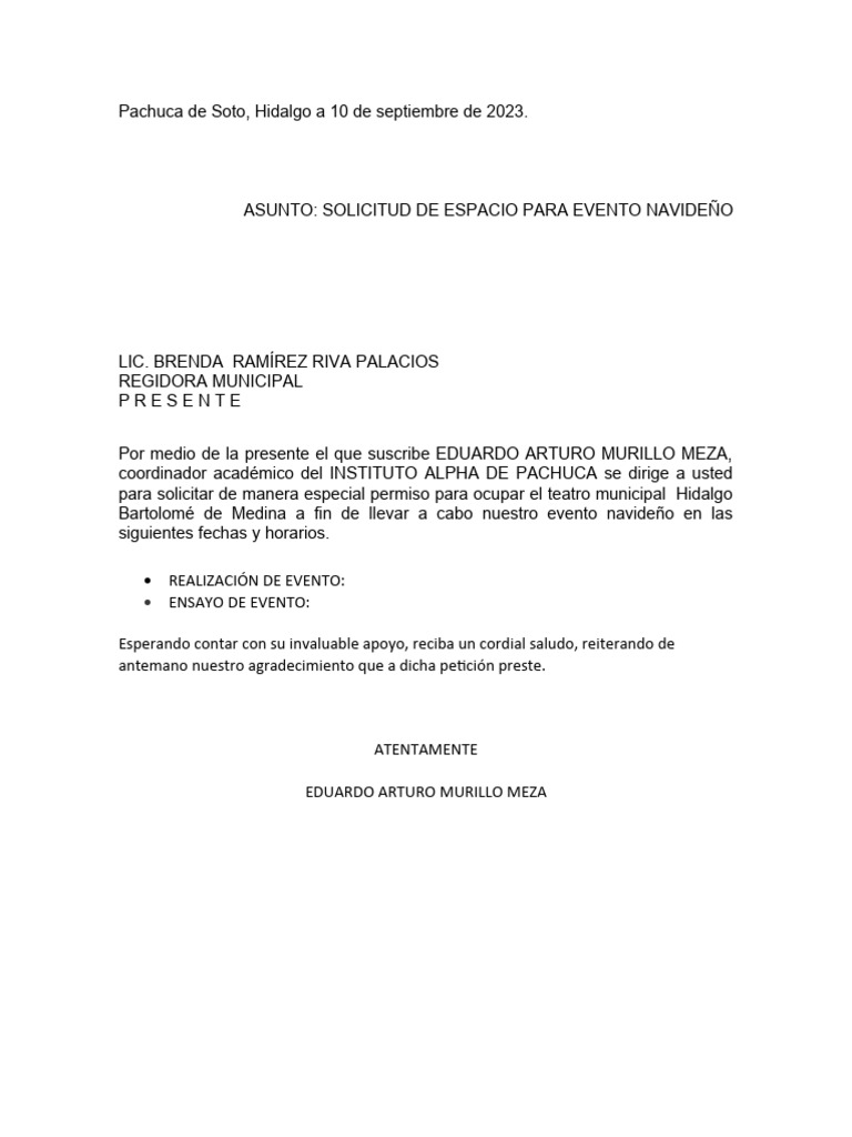 Formato Solicitud Espacio | PDF