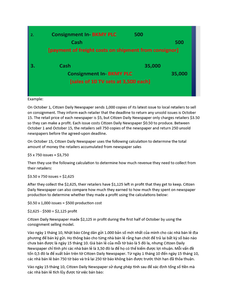 Example of Consignment | PDF