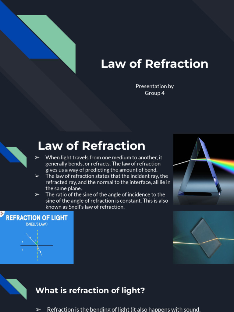 Law of Refraction - Gr4 | PDF | Refraction | Light