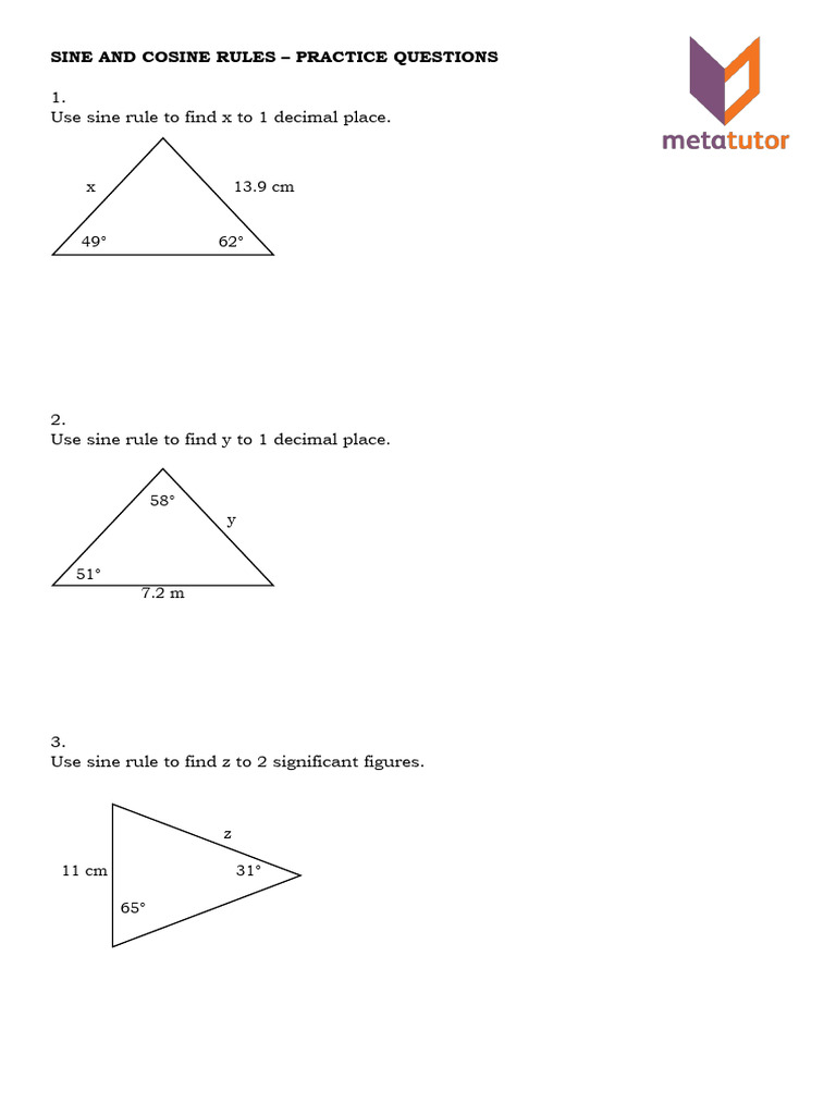 Sine And Cosine Rules 3 Pdf Significant Figures Trigonometric Functions