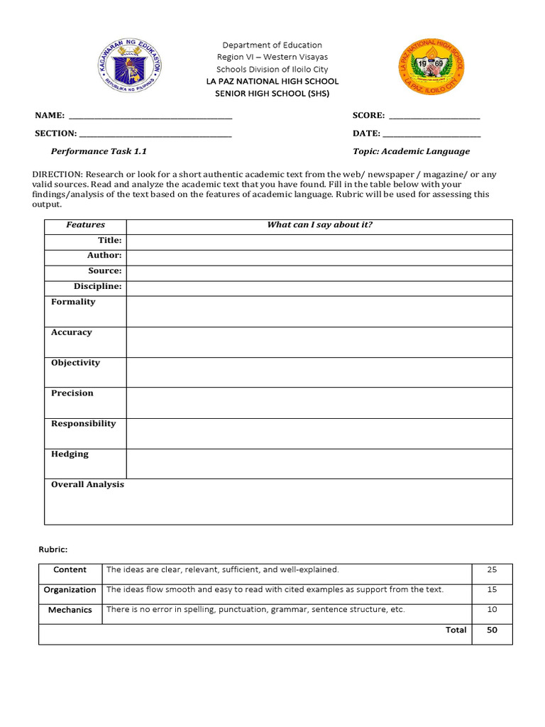 1st Performance Task | PDF