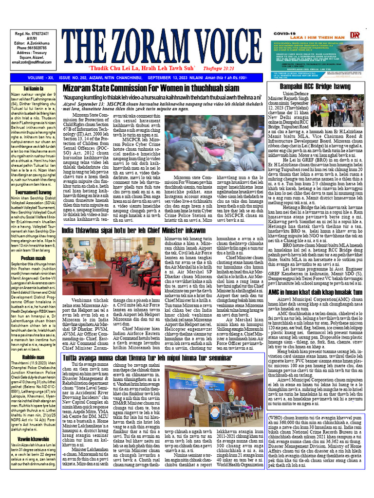The Zoram Voiice 13.9.2023. | PDF