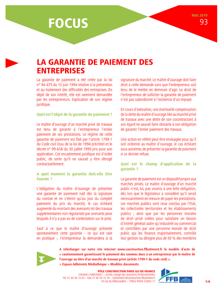 Garantie de paiement des entreprises | PDF | Cautionnement | Crédit