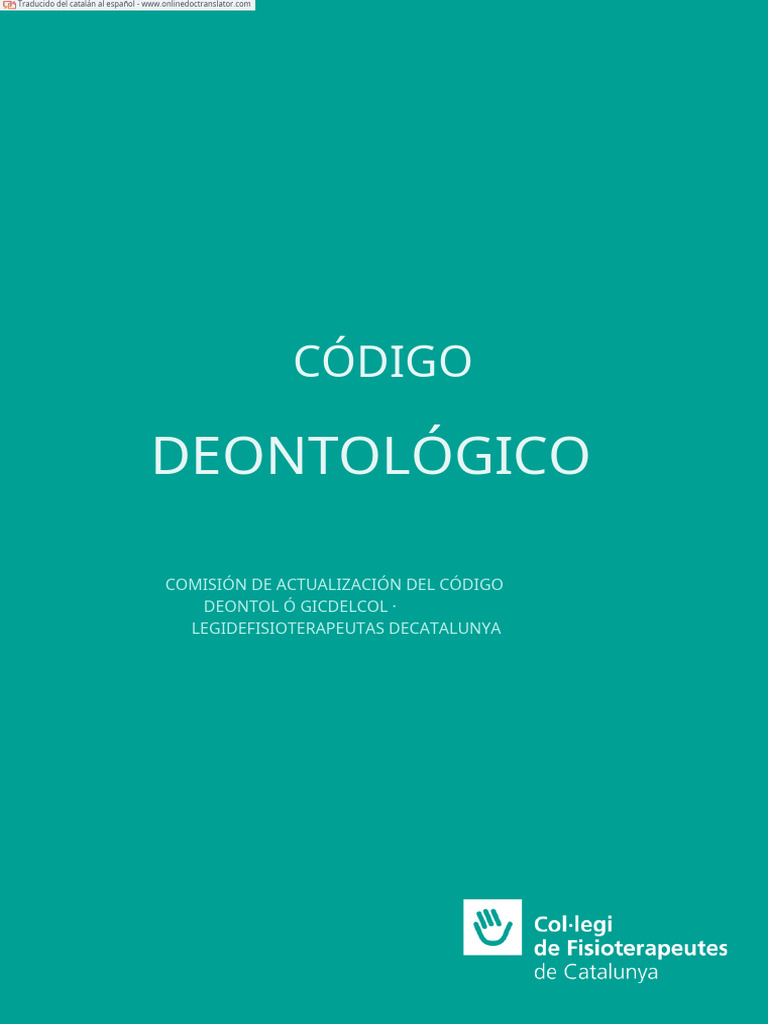 Codi-Deontologic - 2022 - Cat - Def - Ca.es | PDF | Terapia física | Justicia