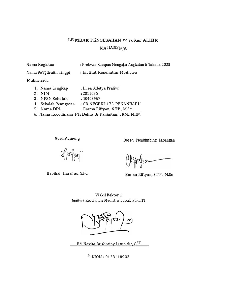 Lembar Pengesahan Dea TTD WR 1 | PDF