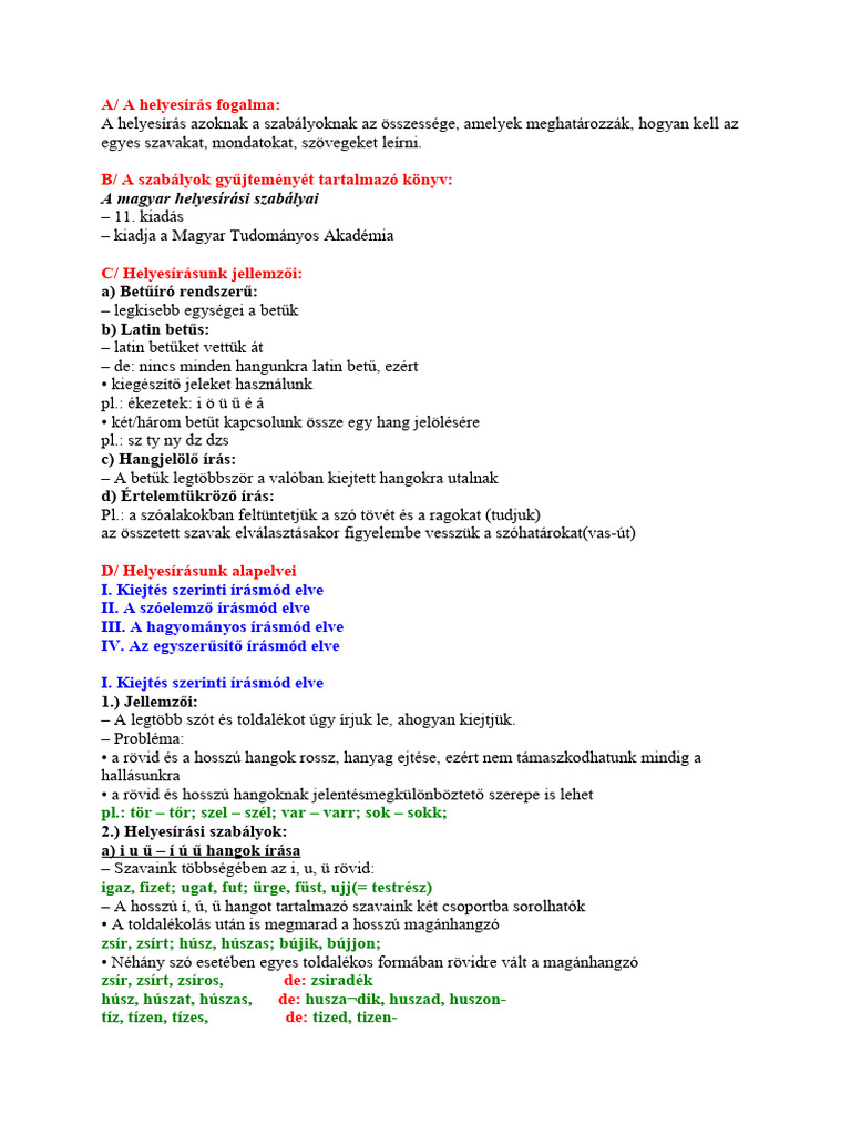 Helyesírási Alapelvek | PDF