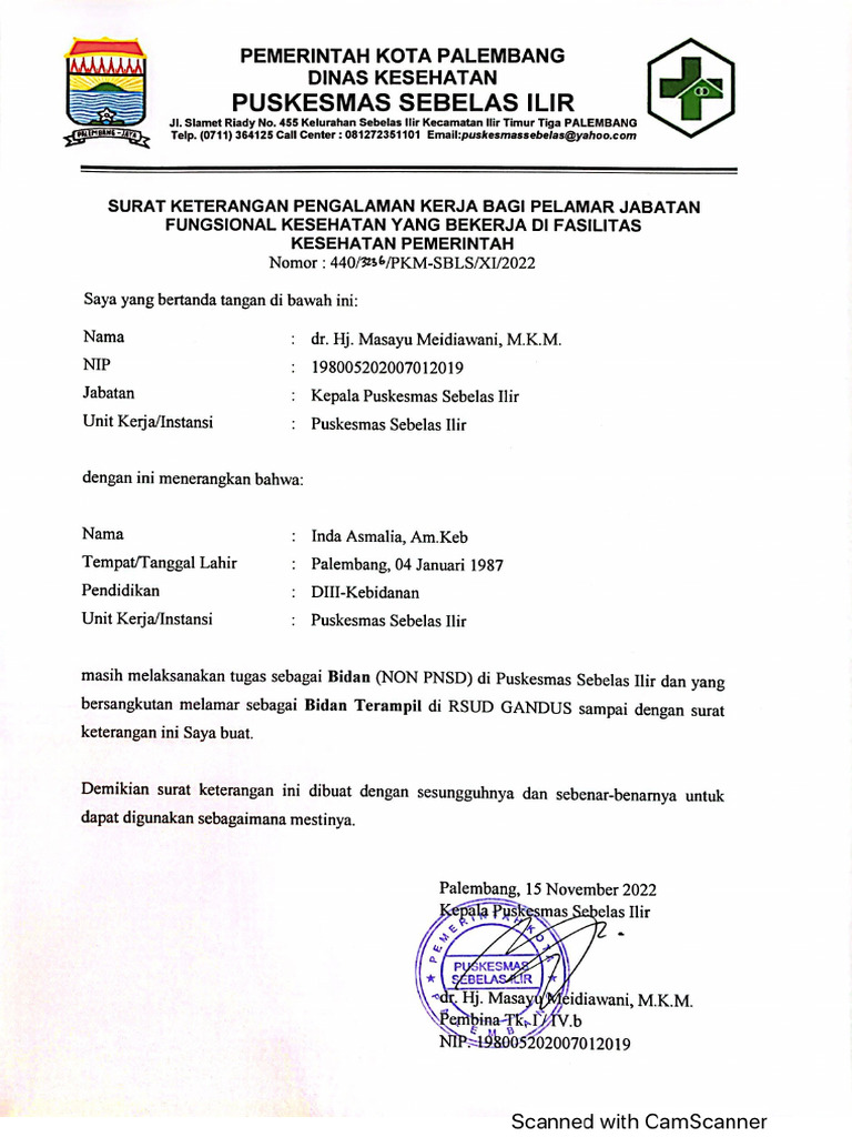 Surat Keterangan N Melamar Ke Gandus | PDF